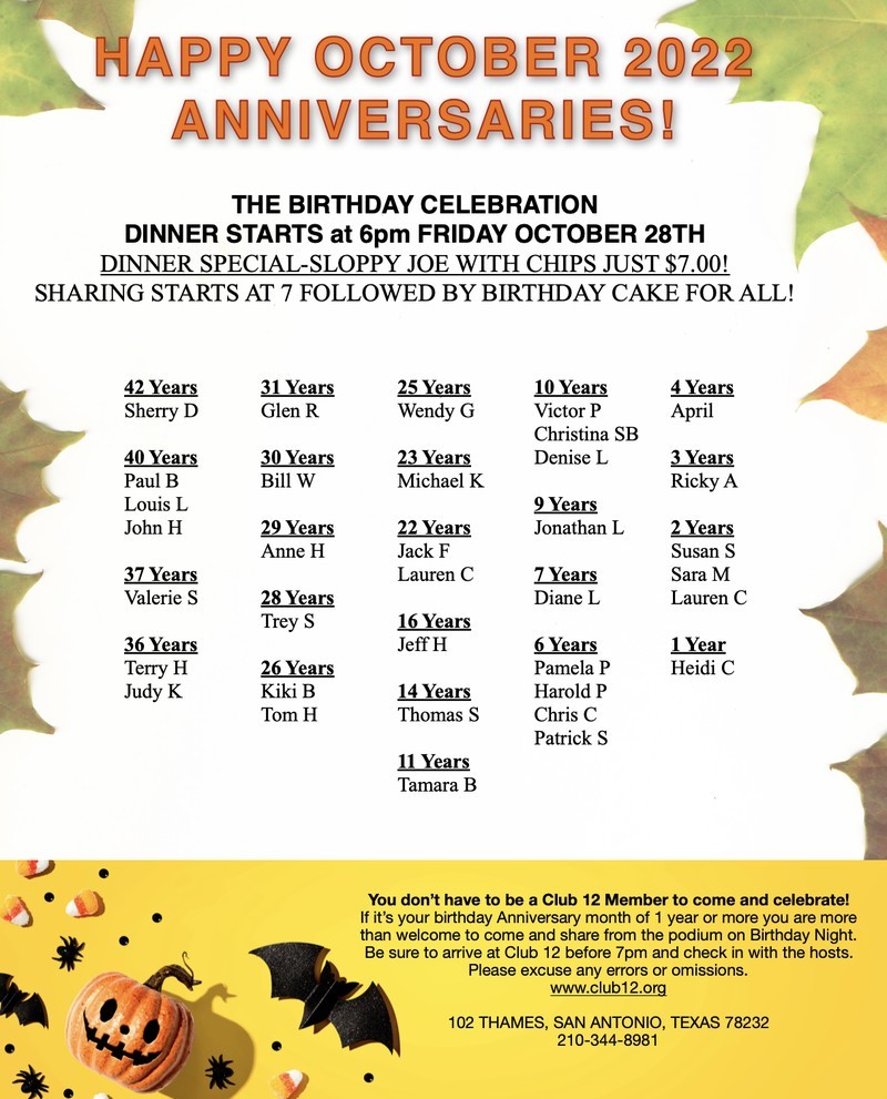 Club 12 - San Antonio's Oldest and Largest AA Club