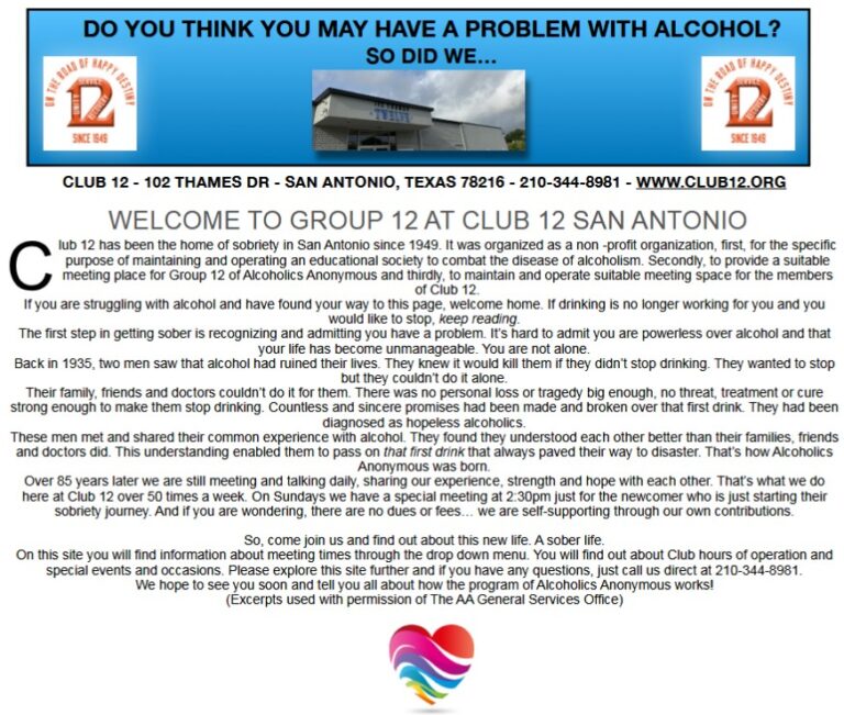 Home - Club 12 Alcoholics Anonymous